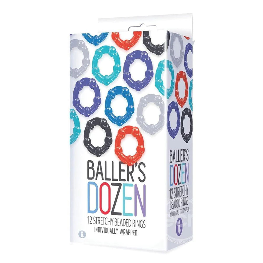 Baller's Dozen - Beaded - Individually Wrapped Cock Rings - Pack of 12 ...