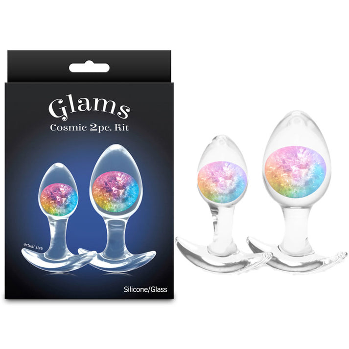 Glams Cosmic 2pc Kit - Rainbow - Clear/Rainbow Butt Plugs - Set of 2 S ...